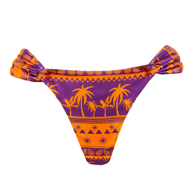 Orange Purple Coconut Trees Brazilian Classic Side Scrunch Bikini Bott ...