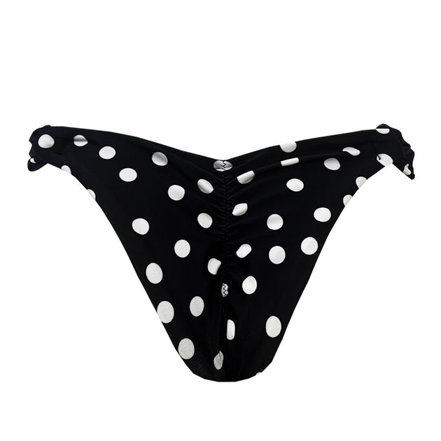 Black White Polka Dots Brazilian Classic Side Scrunch Bikini Bottom ...