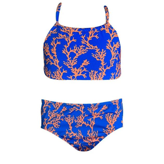 Blue Orange Sea Coral Girls Two-Piece Swim Set – MARETOA BIKINIS USA