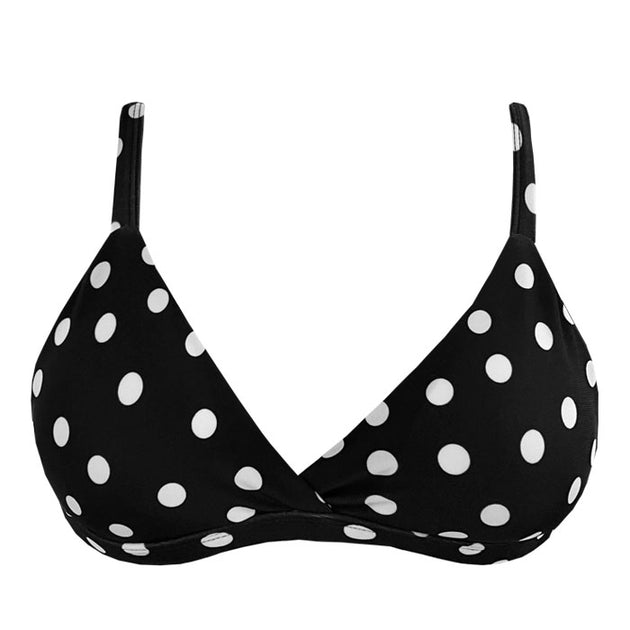 Black White Polka Dots Brazilian Fixed Triangle Bikini Top – MARETOA ...