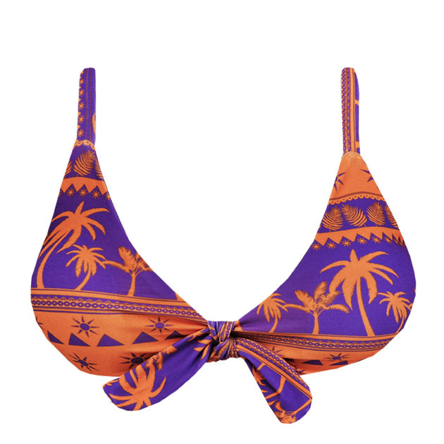 Orange Purple Coconut Trees Brazilian Fixed Knot Triangle Bikini Top ...